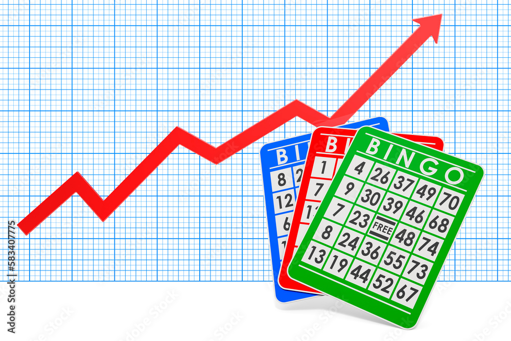 Bingo cards with growing chart. 3D rendering Stock Illustration | Adobe ...