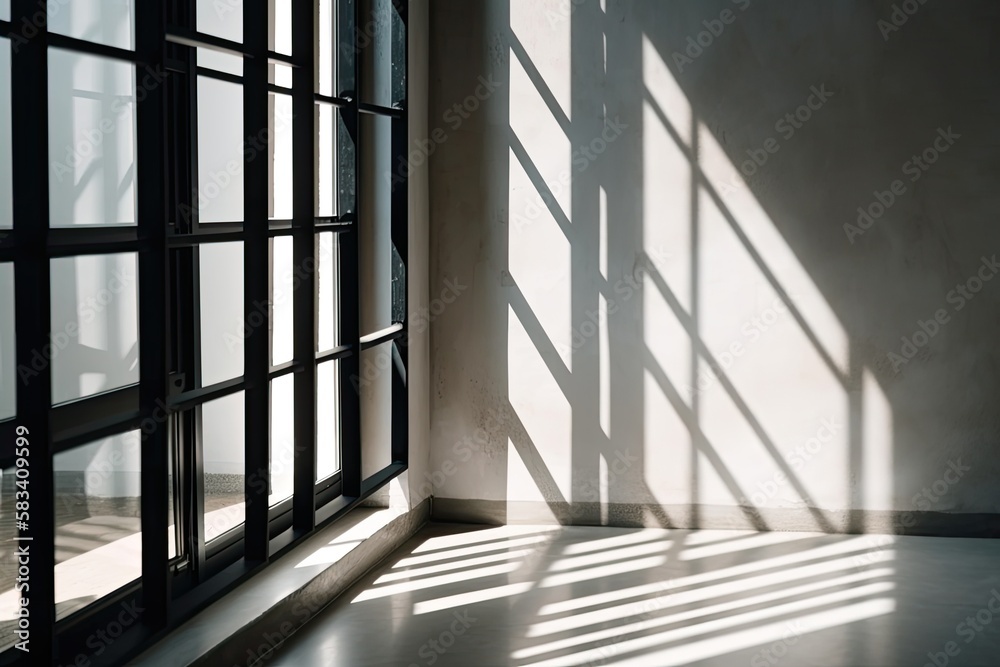 Wall mounted shadows. Black shadow from the window overlaid with ...