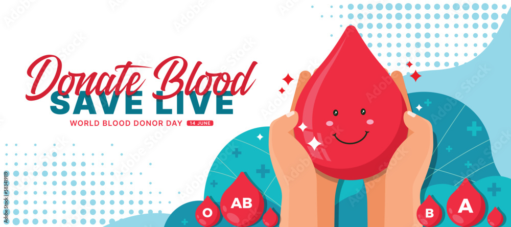 Poster World blood donor day, Donate blood save live - Hand hold drop ...