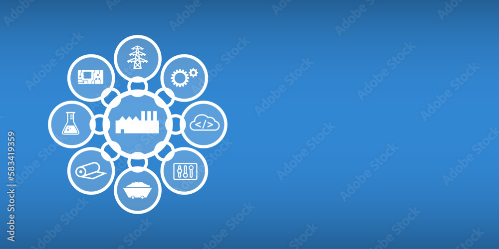 Vector graphic symbol image for supply chain in round shape with icons ...