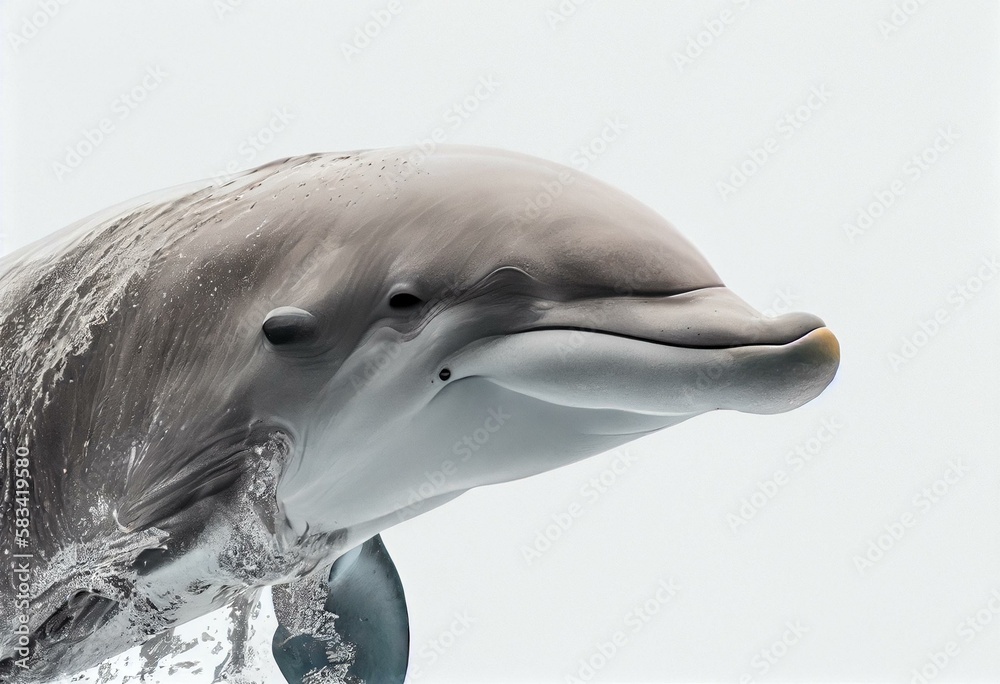Gorgeous grey bottlenose dolphin on plain white background. Generative ...