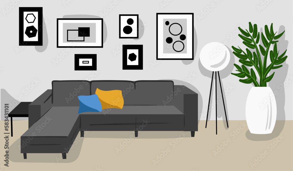 Cartoon interior design Stock Vector | Adobe Stock