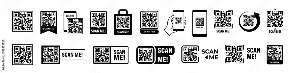 Qr icon. Scan me icon set. Qr code symbol set. Stock Vector | Adobe Stock