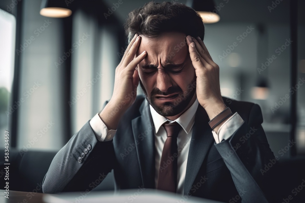 Stressed Out Office Worker - Headache - Burnout: AI Generated Stock ...