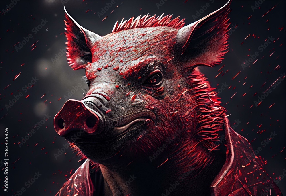Design of a mascot with a red razorback hog theme. Generative AI Stock ...