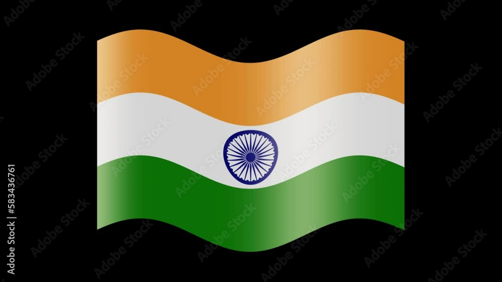 Animated india flag. Indian flag icon. The waving glossy banner of ...