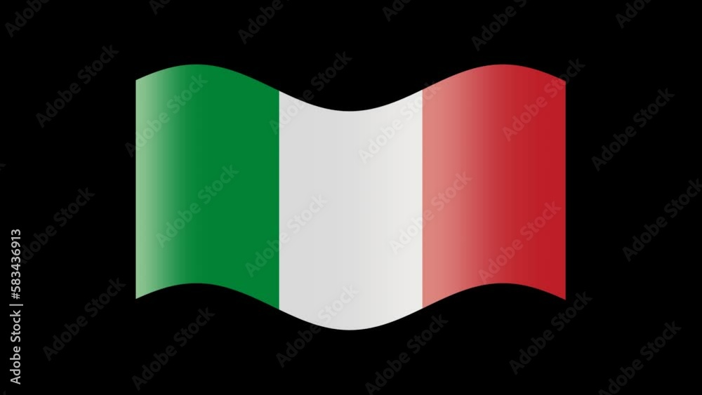 Animated italy flag. Italian flag icon. The waving glossy banner of ...