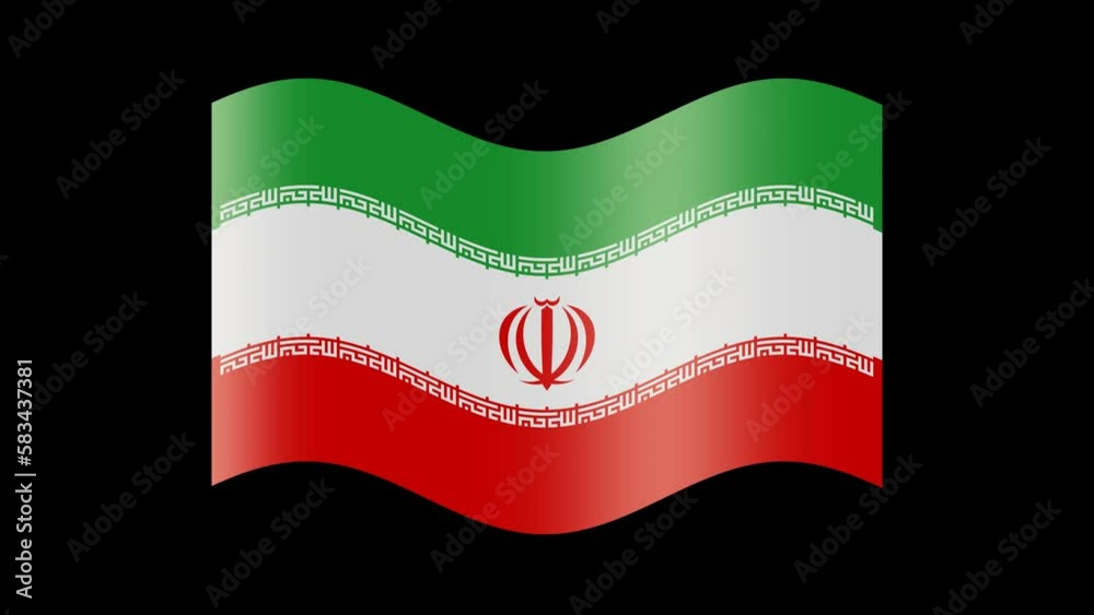 Animated iran flag. Iranian flag icon. The waving glossy banner of iran ...