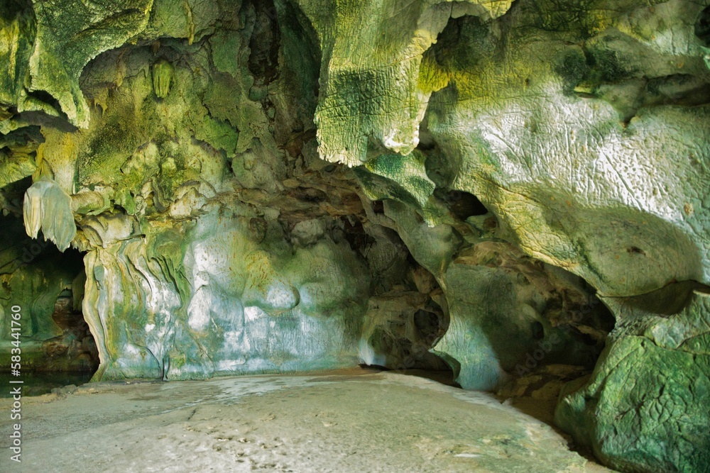 A limestone cave in Coron, Palawan in the Philippines with impressive ...
