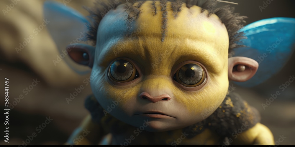 Sad Bee Cartoon Character Portrait - Generative AI Illustration Stock ...