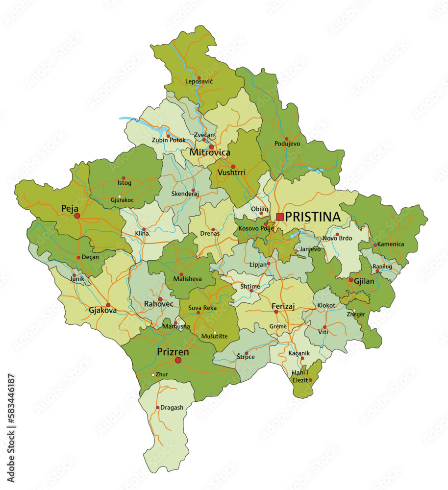 Photo Highly detailed editable political map with separated layers ...