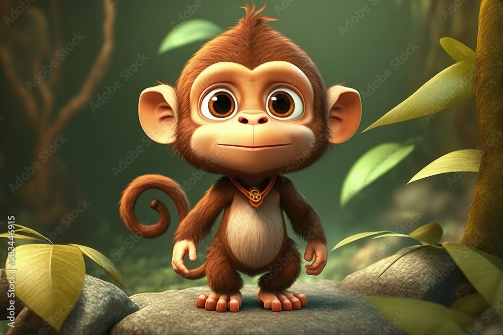 cartoon monkey generative ai illustration Stock Illustration | Adobe Stock