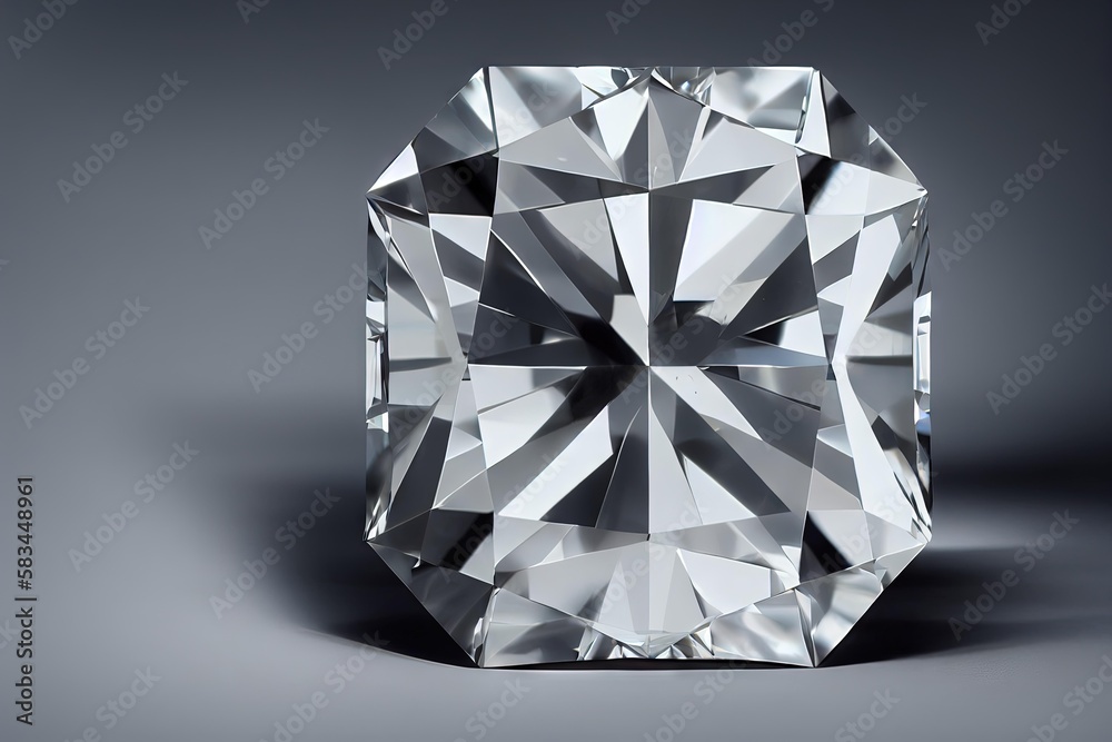 Square large stones diamonds cut on grey gradient diamond background ...