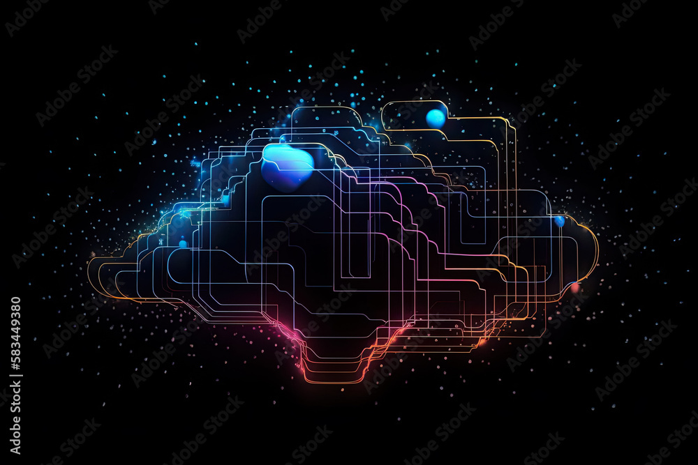 Cloud Storage Server Futuristic Technology Cyber-World 3D AI ...