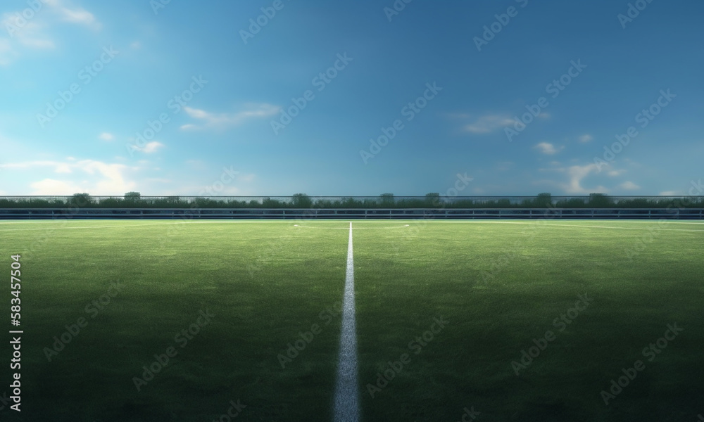 Empty soccer field from center midline wallpaper background with empty ...