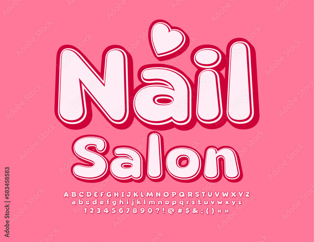 Vector cute emblem Nail Salon with bright modern Font. Creative ...