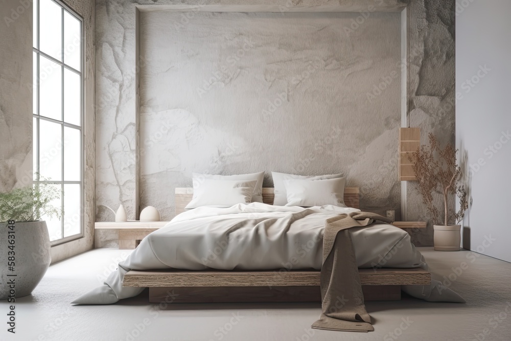 Architect interior designer concept molded plaster wall in zen eastern ...
