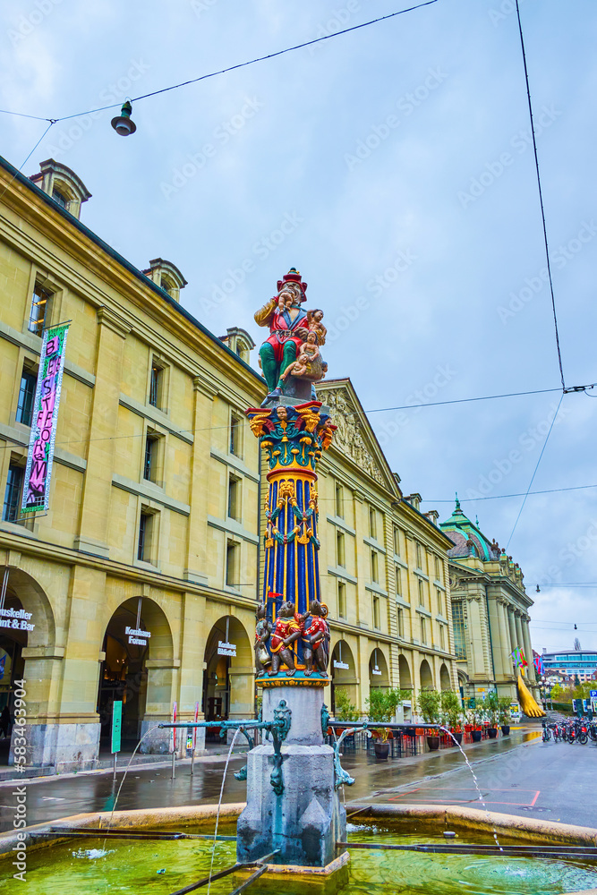 Kindlifresserbrunnen, the fountain with figure of the child-eating ogre ...