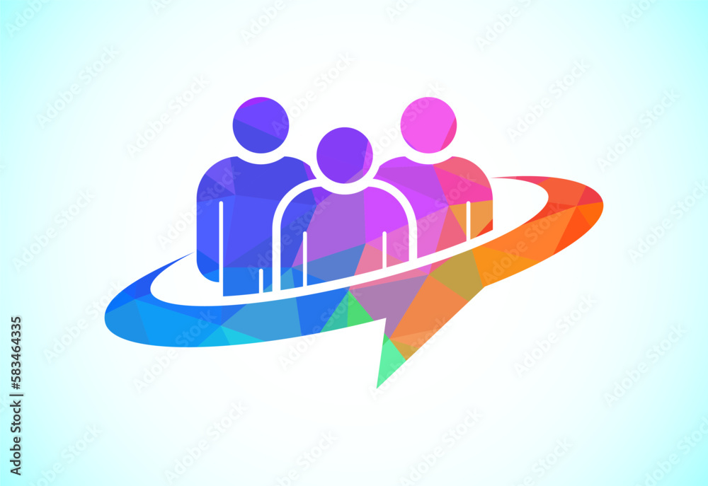 Low poly style group Chat logo symbol, People logo sign Stock Vector ...