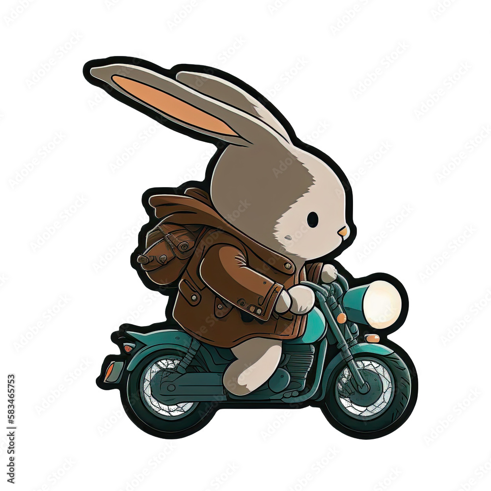 Rabbit riding motorbike, generated AI, generated, AI Stock Illustration ...