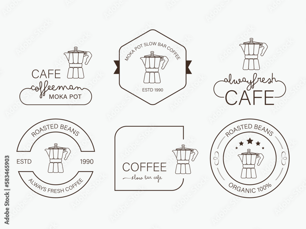 Coffee premium label banner paper texture minimal style. Moka pot slow ...