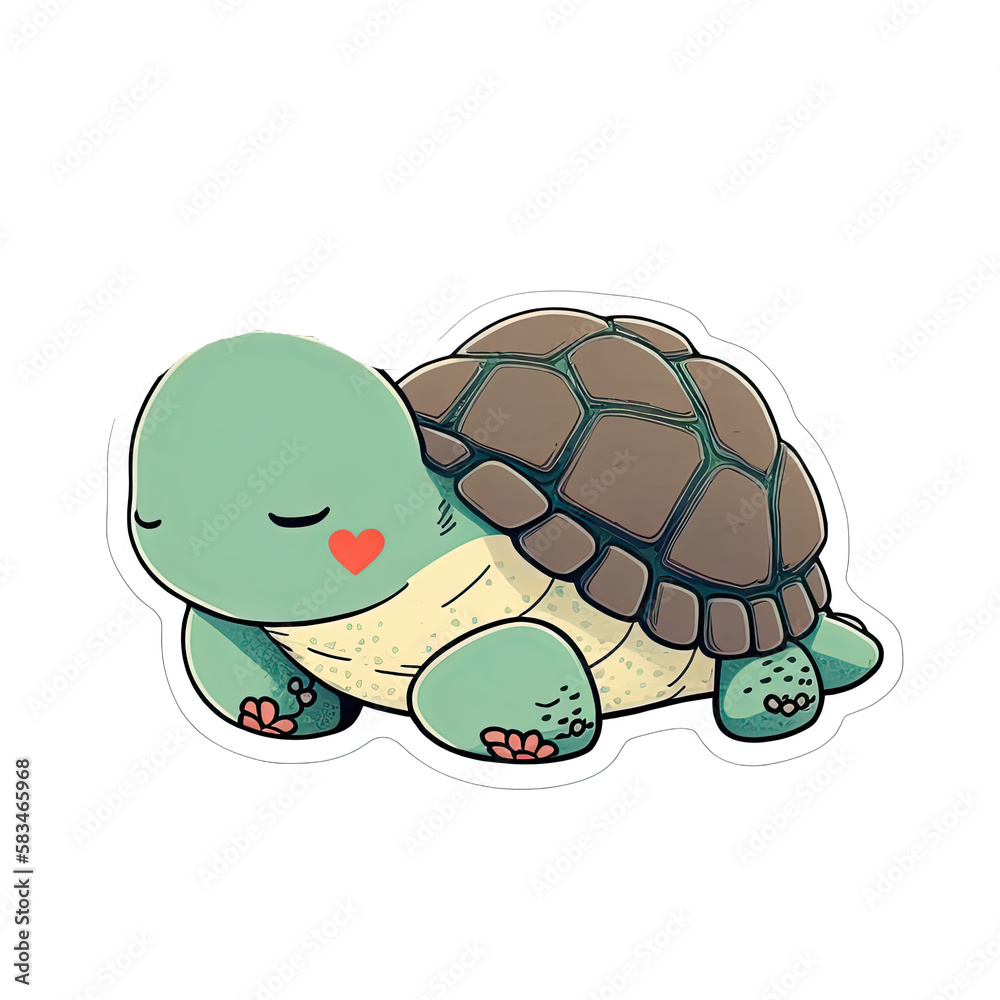 Cute cartoon turtle, generated AI, generated, AI Stock Illustration ...
