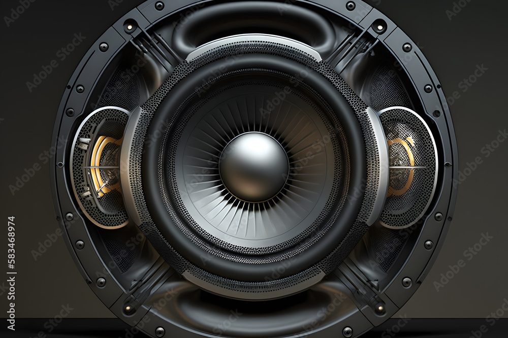 Ilustrace „Subwoofer dynamic membrane or sound speaker. Neural network ...