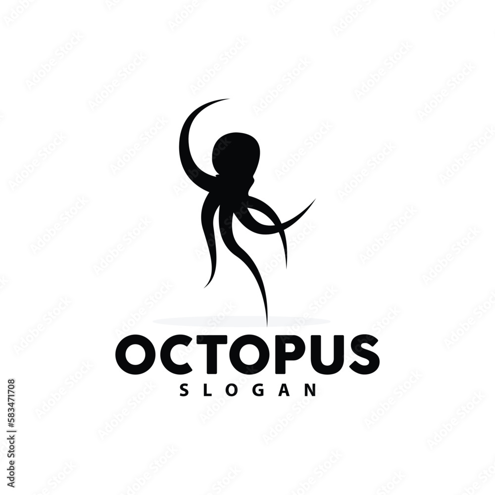 Octopus Logo, Sea Animals Vector, Seafood Ingredients Cuttlefish ...