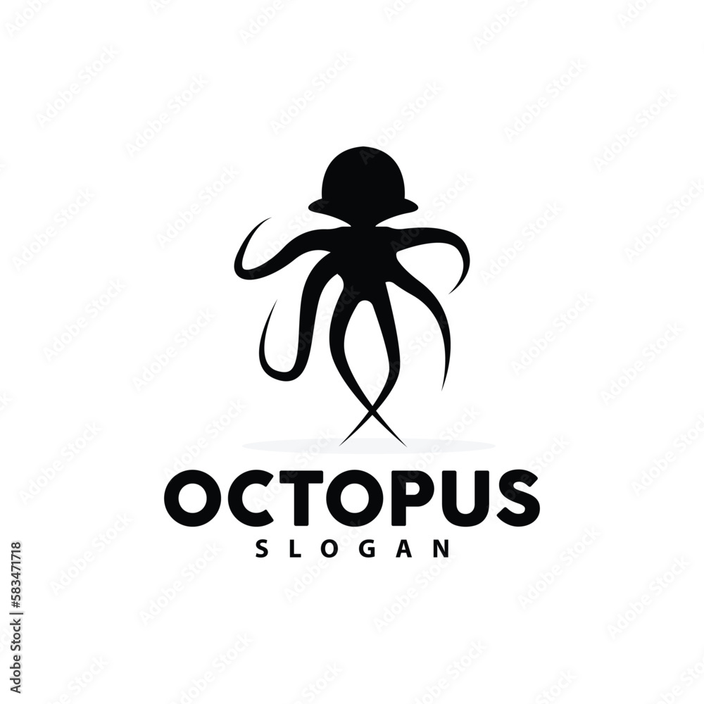 Octopus Logo, Sea Animals Vector, Seafood Ingredients Cuttlefish ...