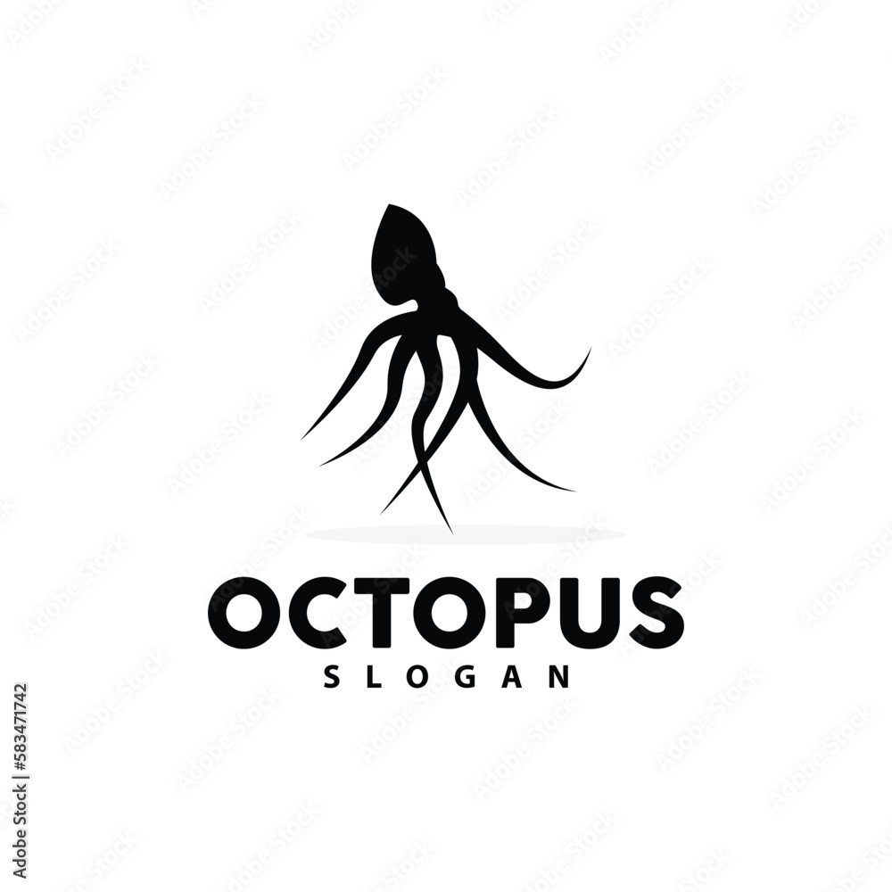 Octopus Logo, Sea Animals Vector, Seafood Ingredients Cuttlefish ...
