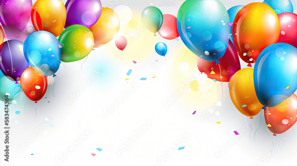 Birthday Party Background with Balloons. Illustration AI Generative ...