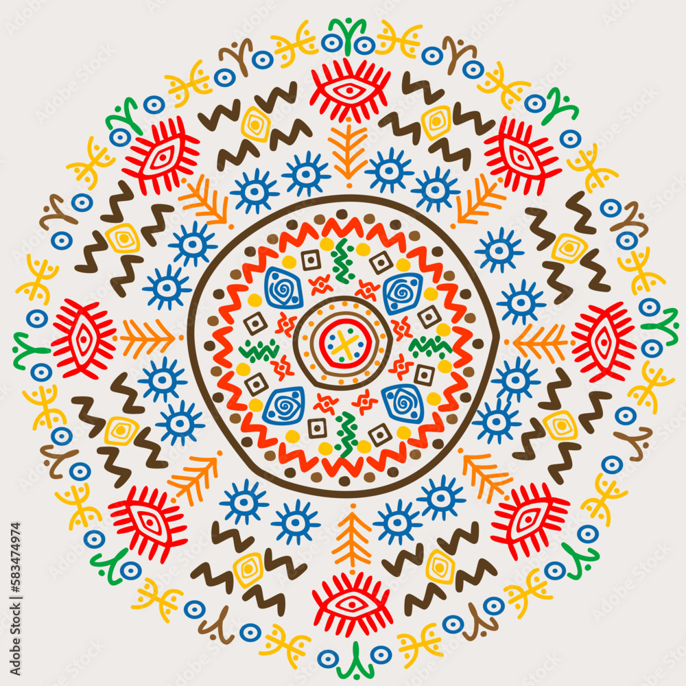 Round color background with traditional symbols Stock Vector | Adobe Stock