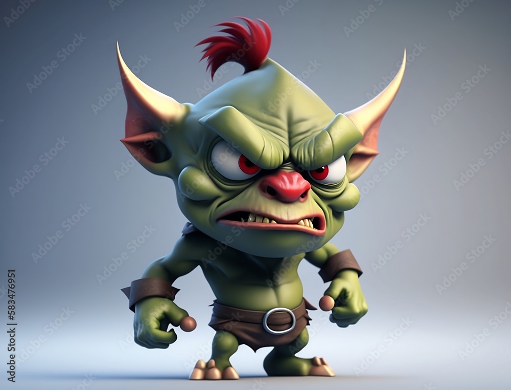 Generative ai. A cartoon of a green troll with a red nose. Stock ...