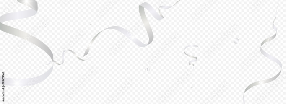 Silver Ribbon Falling Vector Panoramic Stock Vector | Adobe Stock