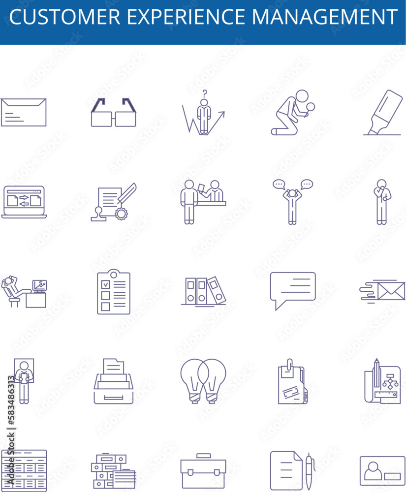 Customer experience management line icons signs set. Design collection ...
