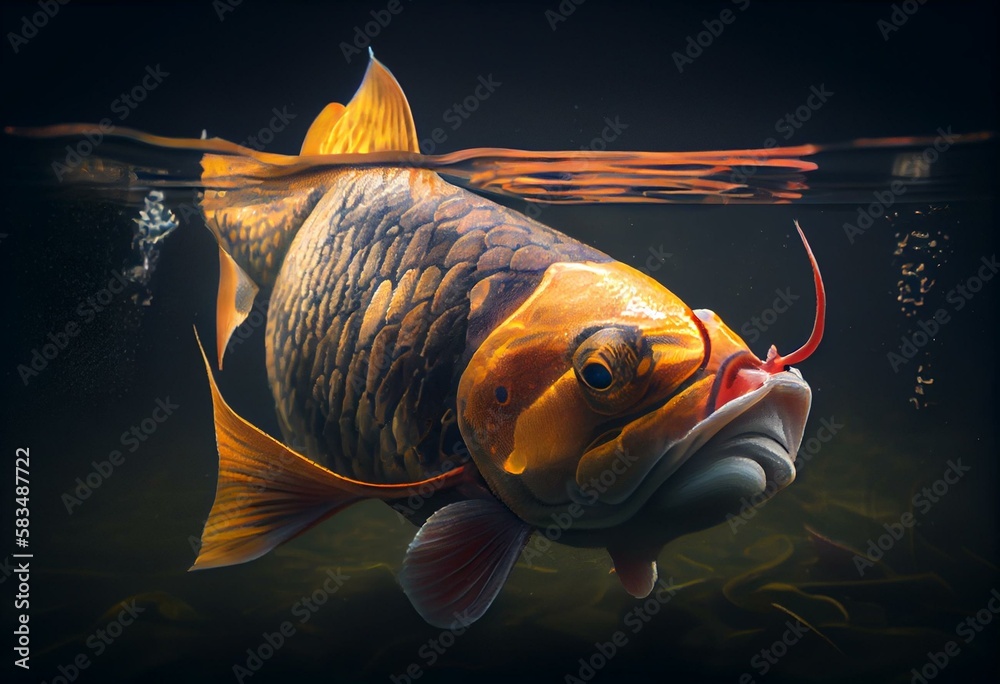 Realistic illustration of isolated carp fish (koi) for feeder and carp ...