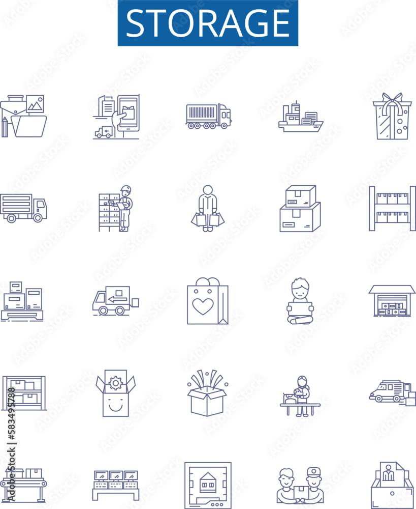 Storage line icons signs set. Design collection of Storage ...