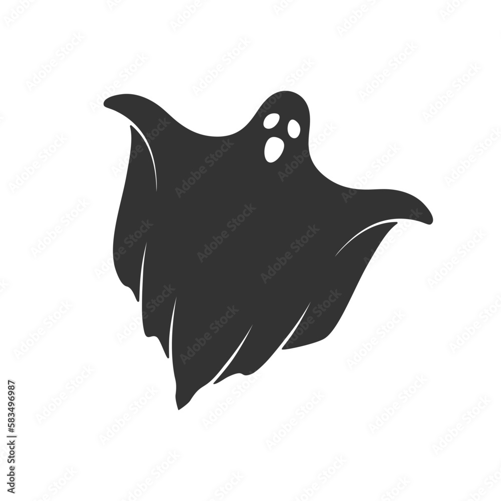 Ghost flying graphic icon. Spirit sign isolated on white background ...