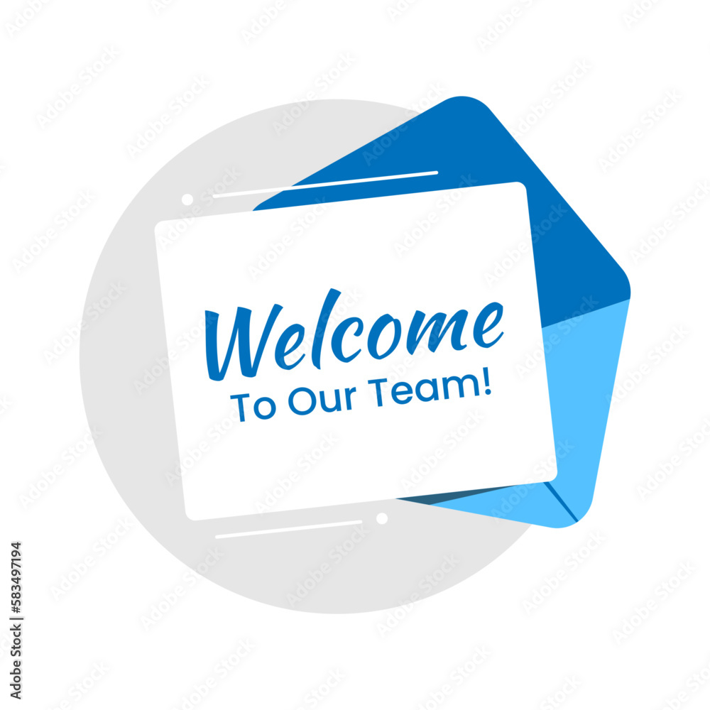 welcome to our team, greeting card template on the open envelope ...