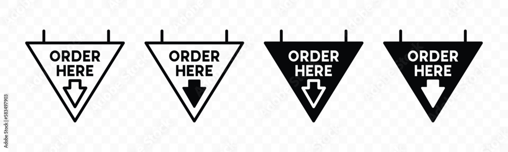 Order here arrow signs. Reserve, request, reservation, instruction ...