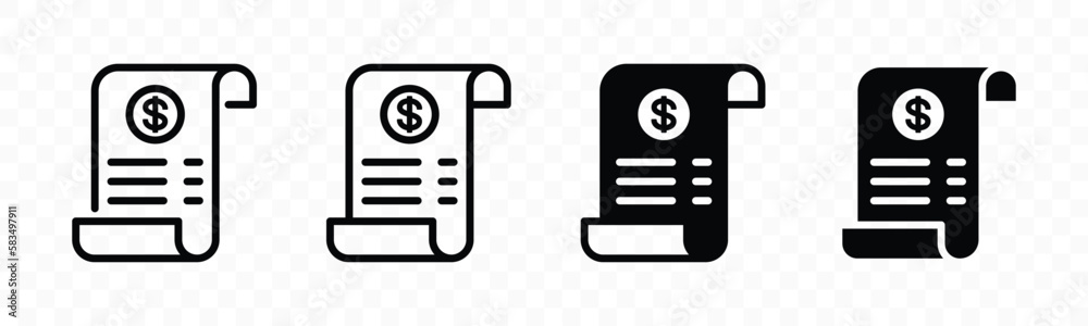 Receipt icon vector. Shopping receipt, list, voucher, invoice, payment ...