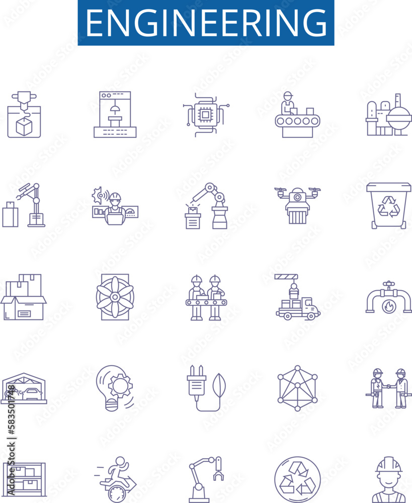 Engineering line icons signs set. Design collection of Engineering ...