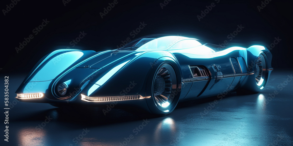 A futuristic retro car design that combines elements of classic and ...