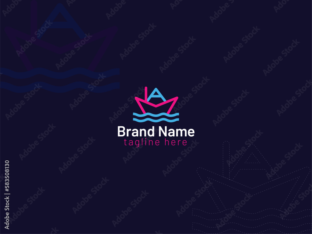 Boat logo design Free Vector Stock Vector | Adobe Stock