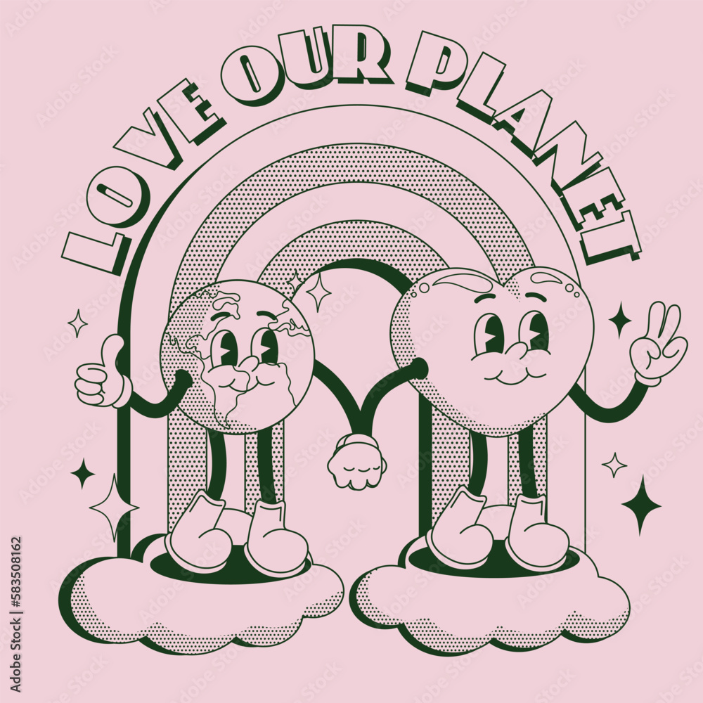 Vintage motivation poster or card design template with walking happy ...