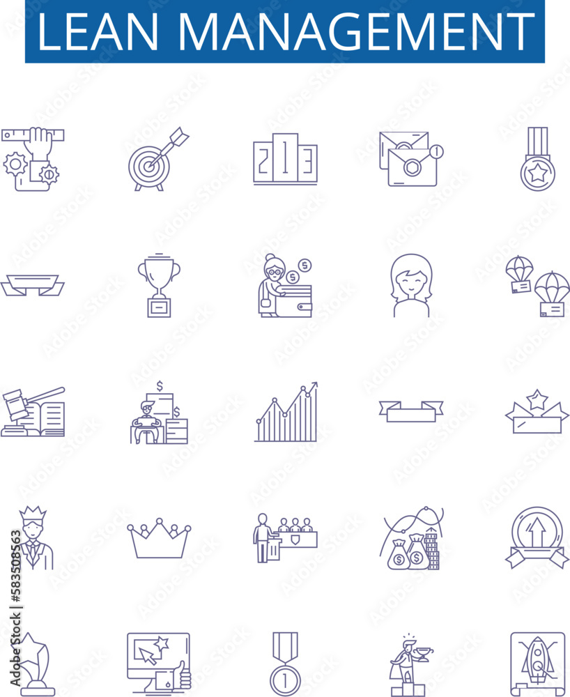 Vetor de Lean management line icons signs set. Design collection of ...