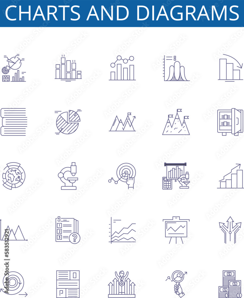 Charts and diagrams line icons signs set. Design collection of Graphs ...