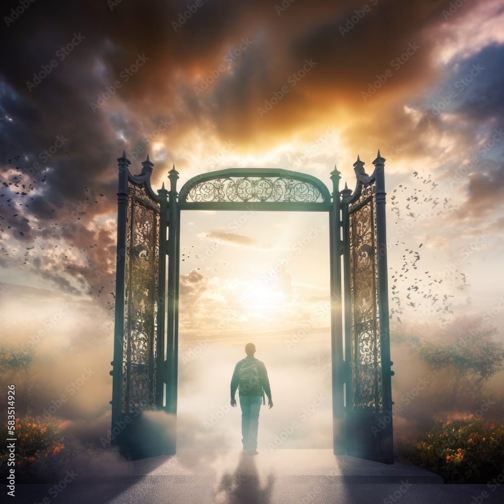 Gateway to the Kingdom of God in the sky ambient with clouds Generative ...