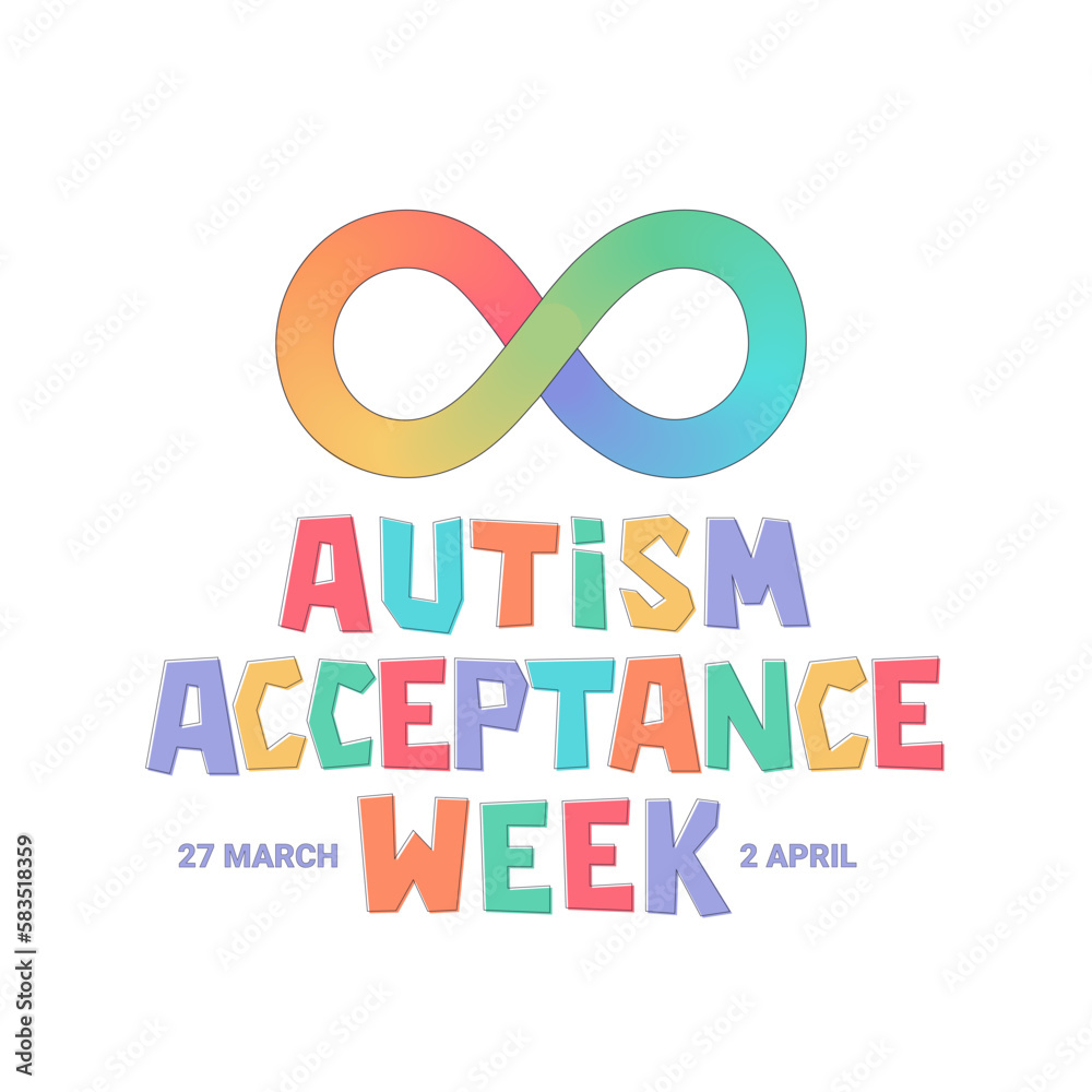 Autism acceptance week typography poster. Infinity symbol of autism ...