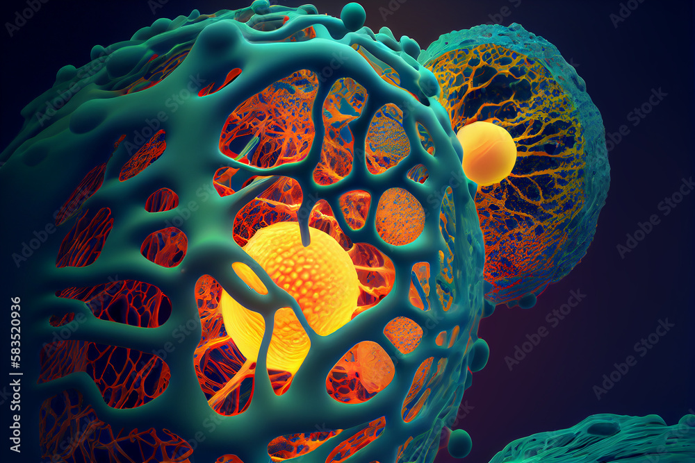 Human cells under microscope, generative ai illustration Stock ...